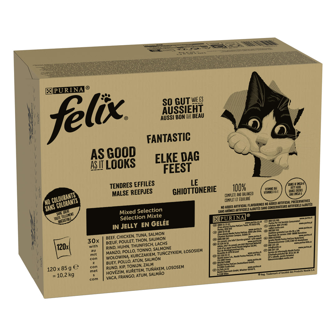 FELIX Fantastic Multipack s hovězím, kuřecím, tuňákem, lososem 120x85g ...